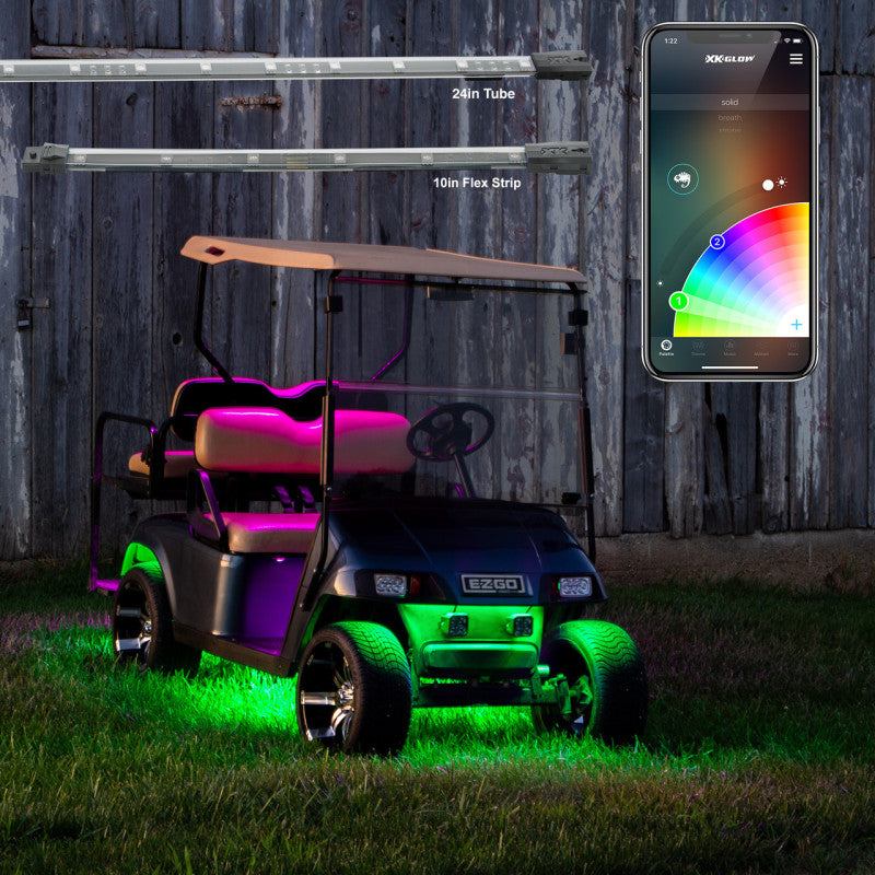 XK Glow LED Golf Cart Accent Light Kits XKchrome Smartphone App – Black ...