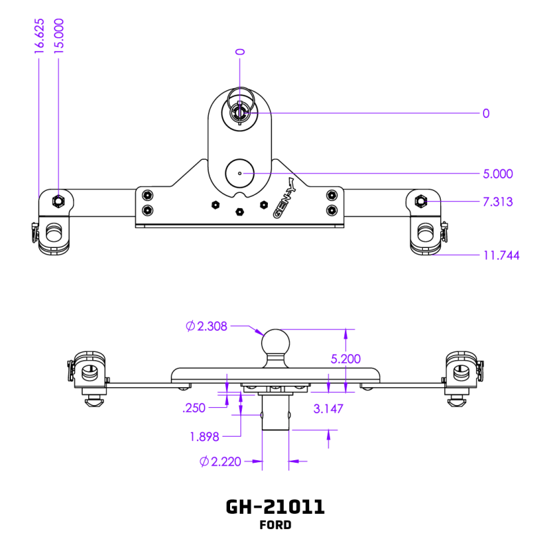 Gen-Y GH-21011 GoosePuck 5" Offset Gooseneck Puck Mount 25K Ford ...