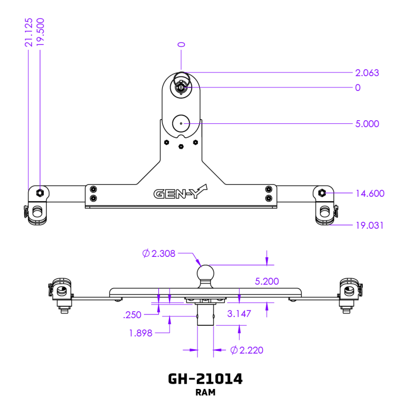 Gen-Y GoosePuck II 5" Offset RAM Puck Mount 25K Towing – Black Ops Auto ...