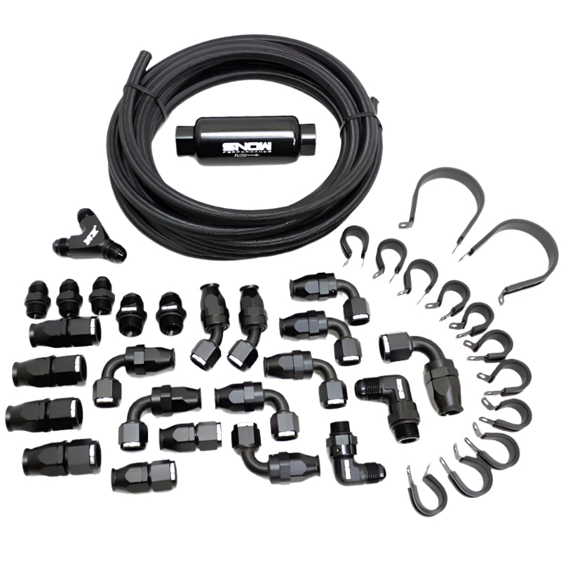 Snow Performance 8AN Braided Fuel Line Kit SNF-60801B Black – Black Ops ...