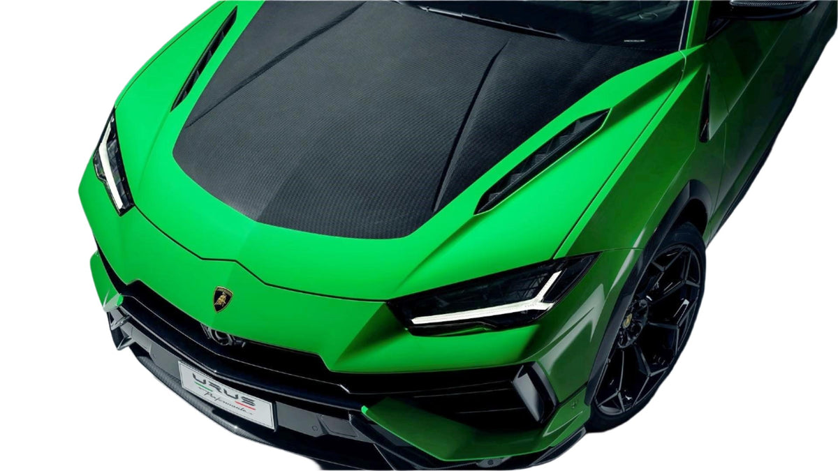 Lamborghini Urus Performante Style Carbon Fiber Hood w/Vents – Black ...